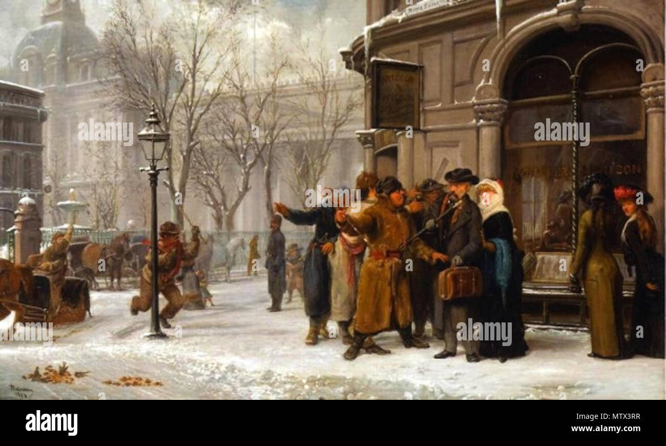 . Montreal Street Scene or Notre Dame Street Montreal . 1890. Alfred ...