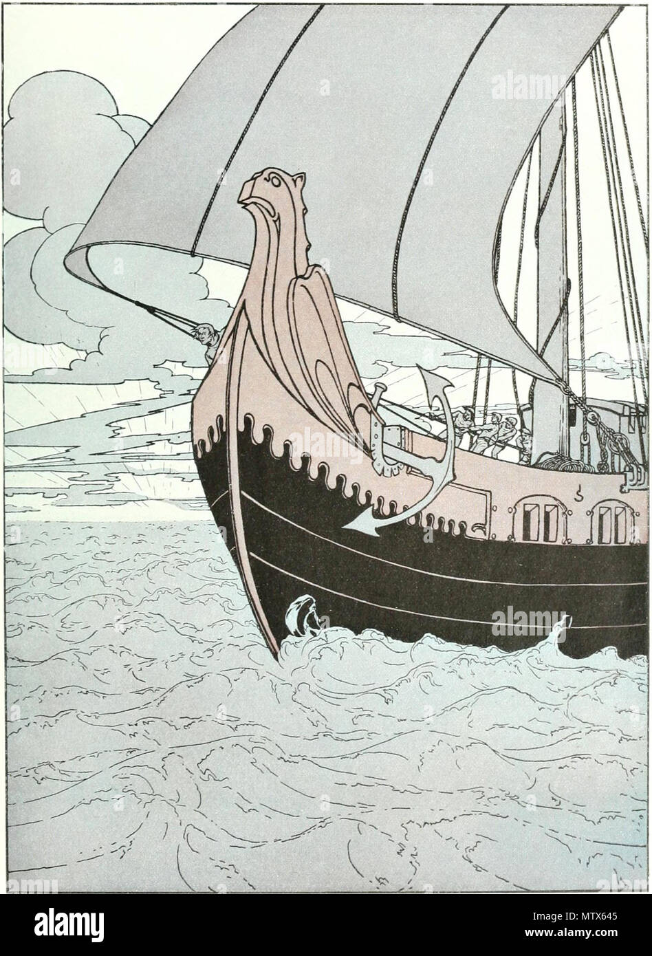. English: Ship. 1903. Joseph Sattler 442 Nibelungen ship Stock Photo ...