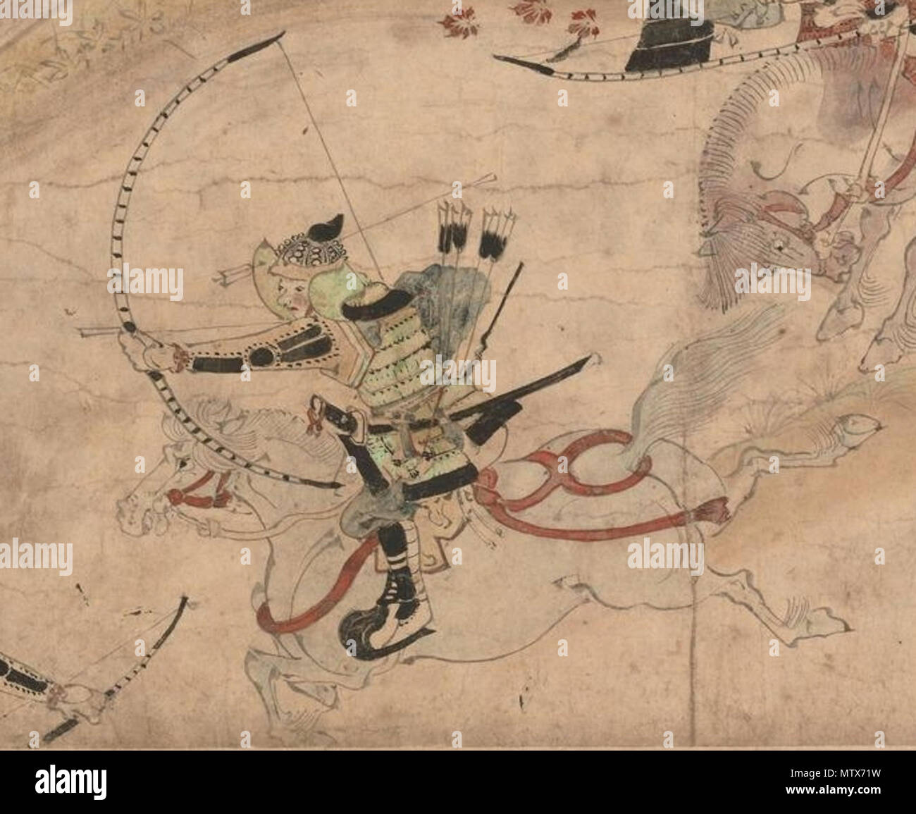 . Obusuma Saburō emaki / 男衾三郎絵巻 . Detail: archery on horseback during ...