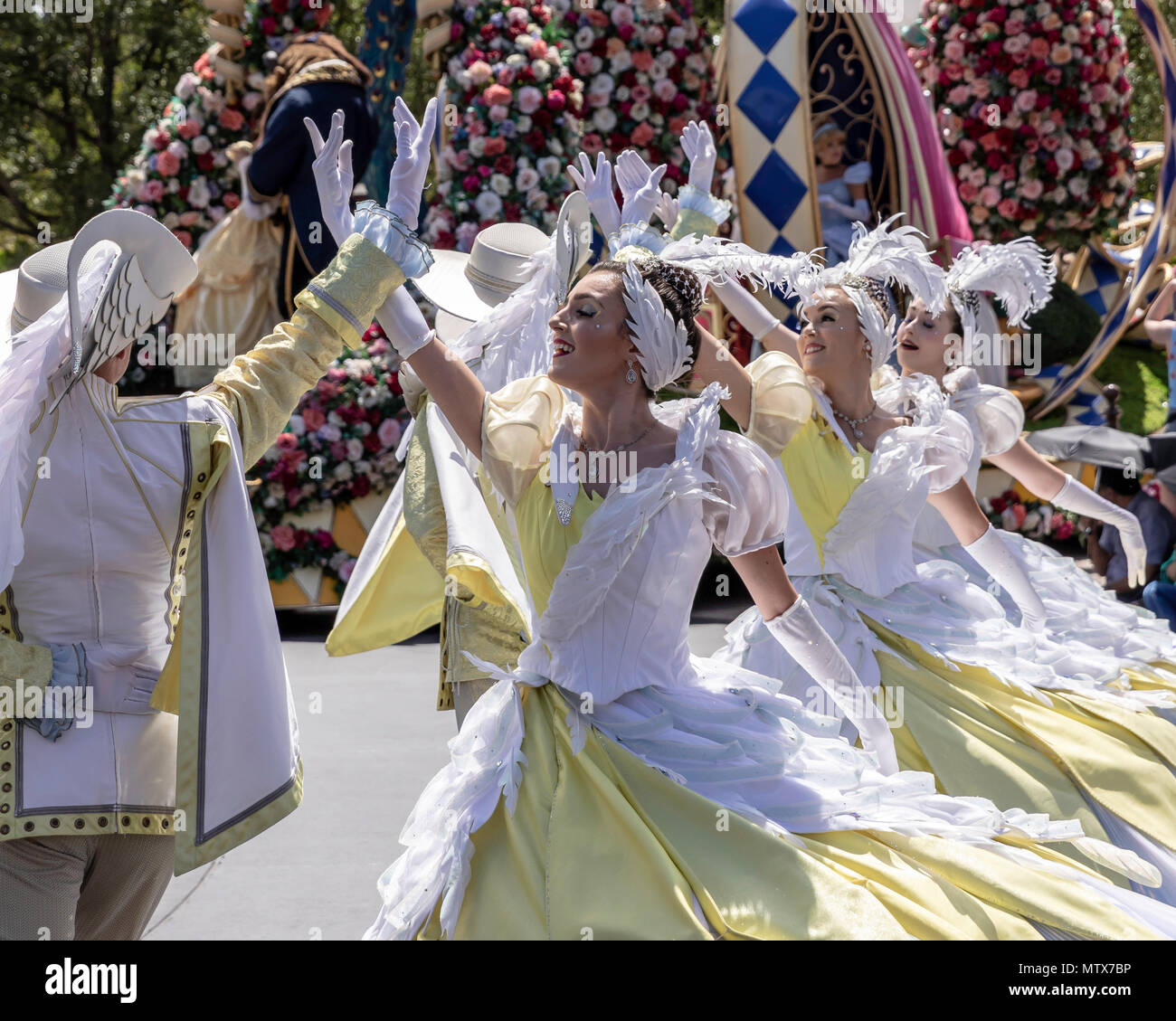The Swan Court Leading a Parade through the Streets Stock Photo - Alamy