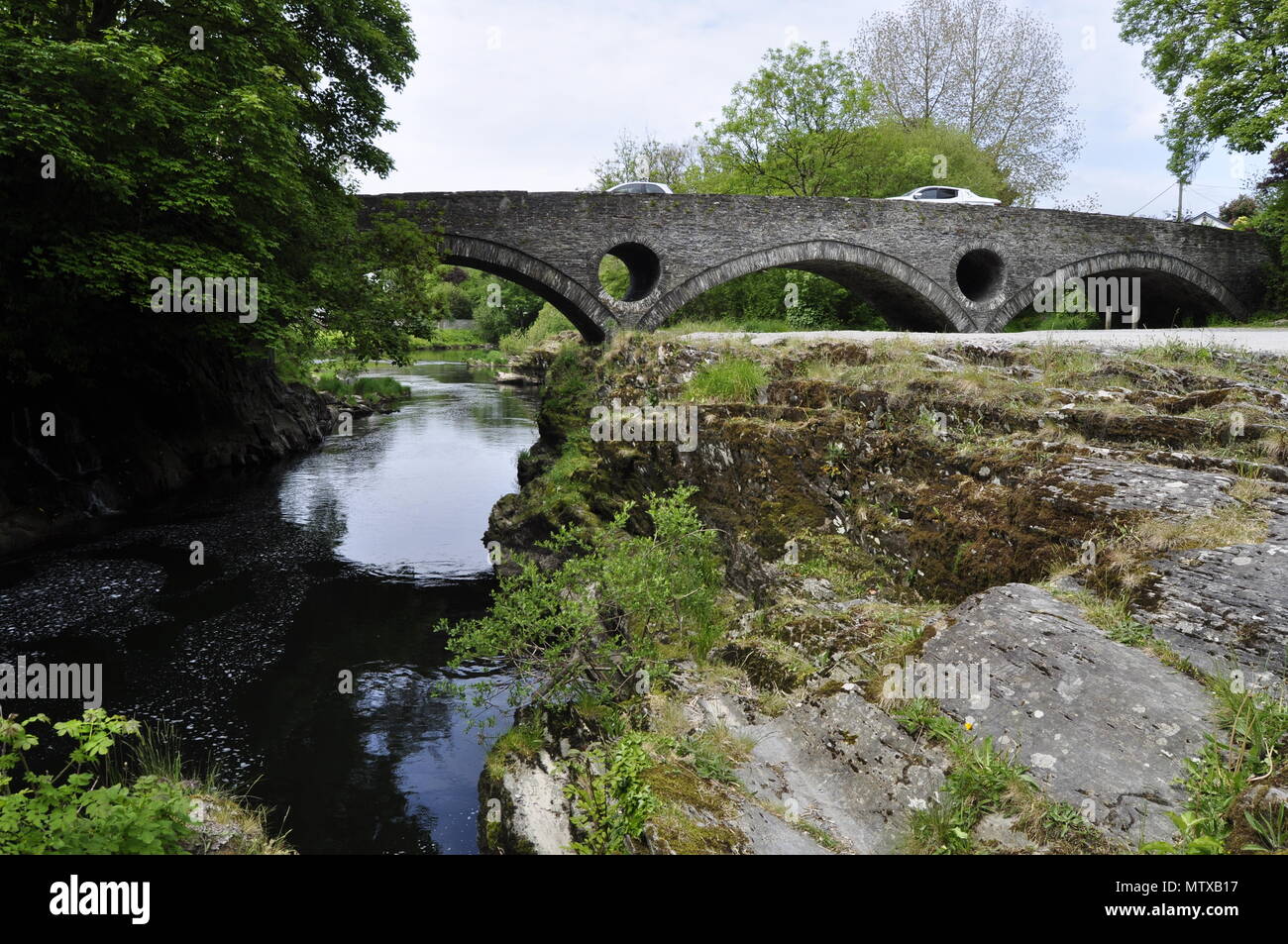 Cenarth bridge on the River Teifi, on the border of Carmarthenshire and ...