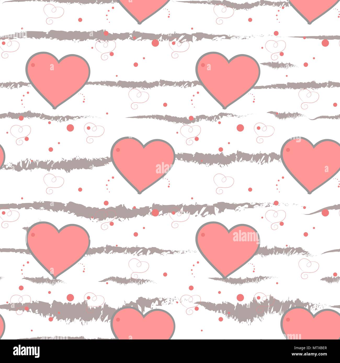 Valentine s Day background. Grunge brush strokes Hearts and Stripes ...