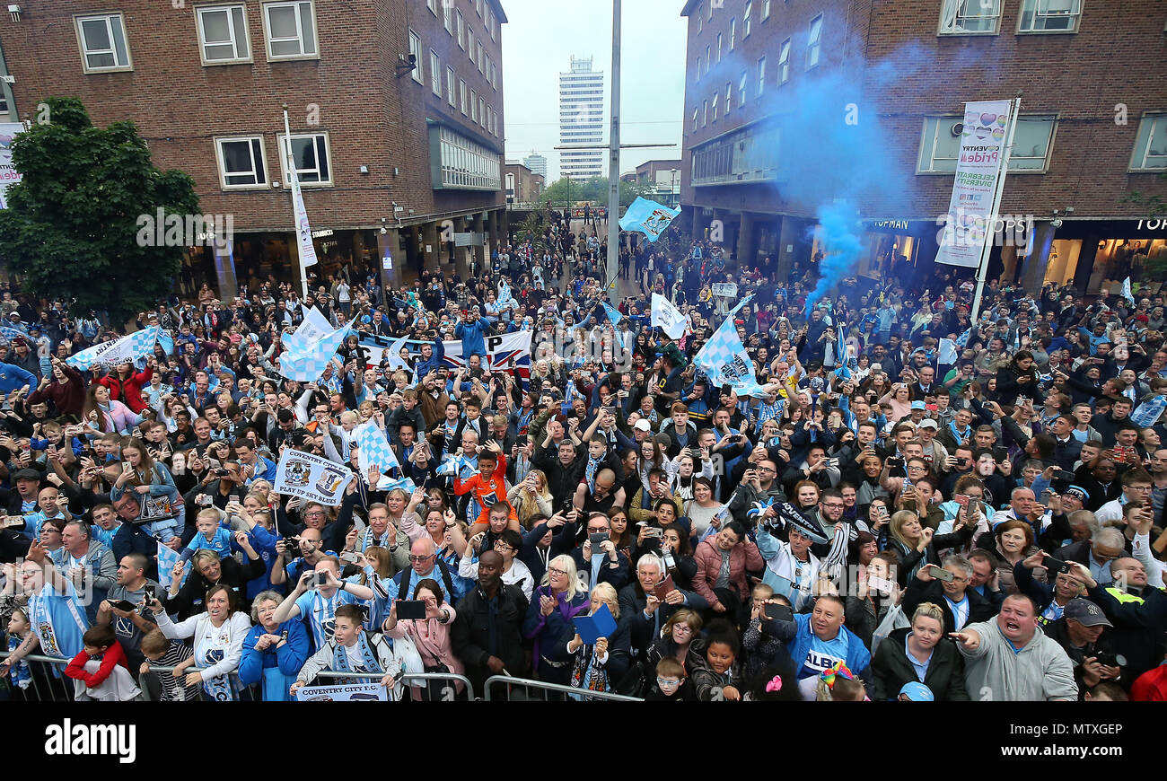 Coventry City fans during the Sky Bet League Two promotion parade in ...