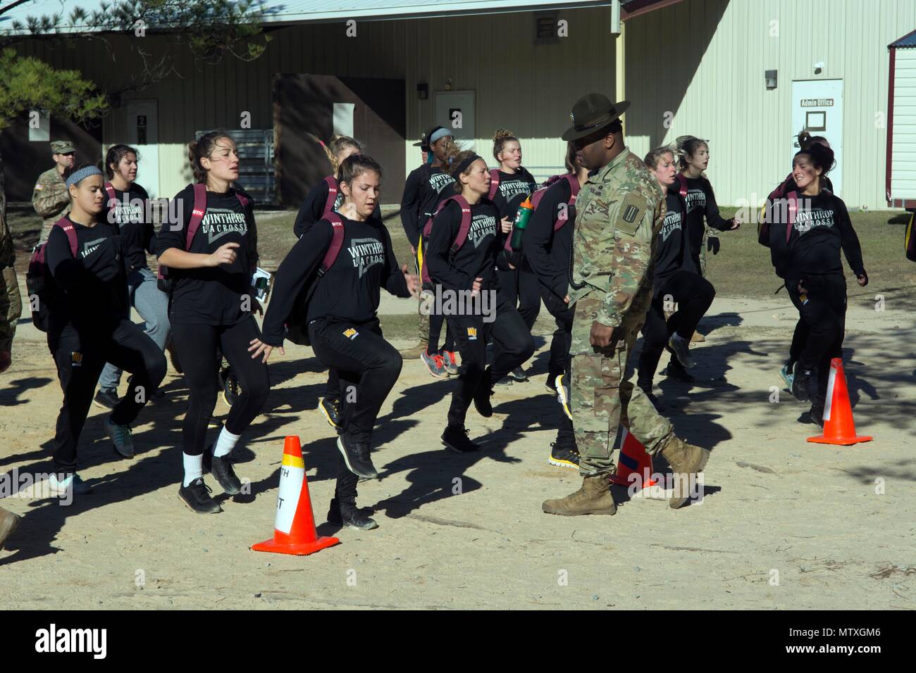 Members of the Withrop University Women's Lacrosse team are put their ...
