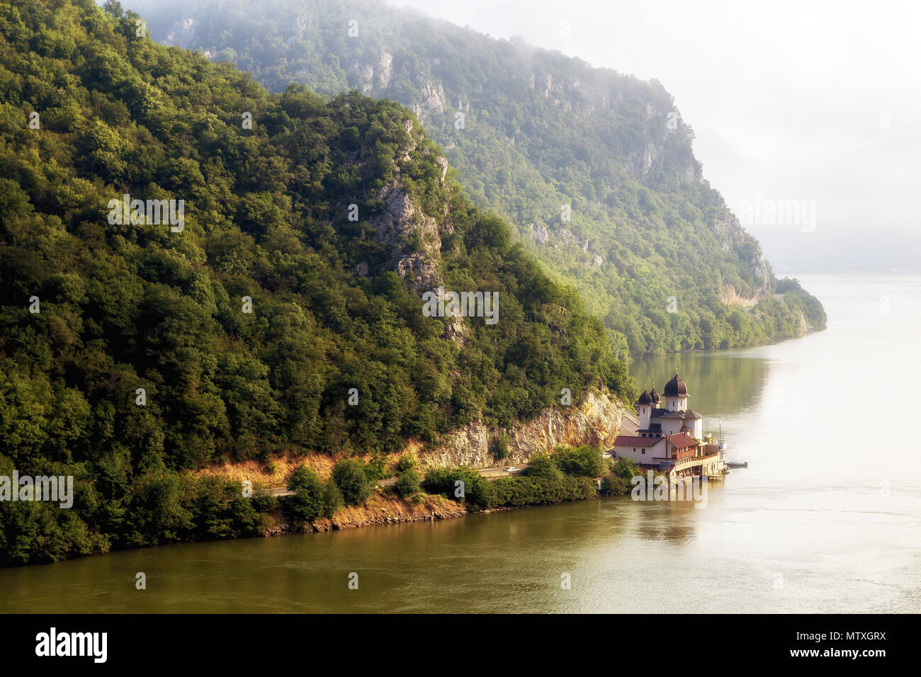 Summer landscape of Danube Gorge, at the border between Romania and ...