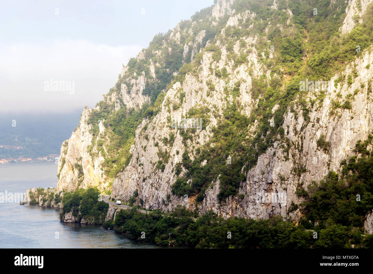 Summer landscape of Danube Gorge, at the border between Romania and ...