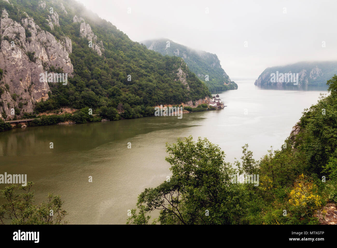 Summer landscape of Danube Gorge, at the border between Romania and ...