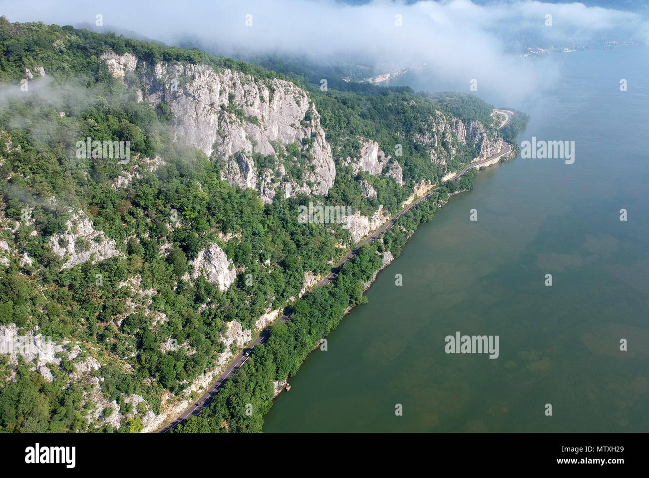 Summer landscape of Danube Gorge, at the border between Romania and ...