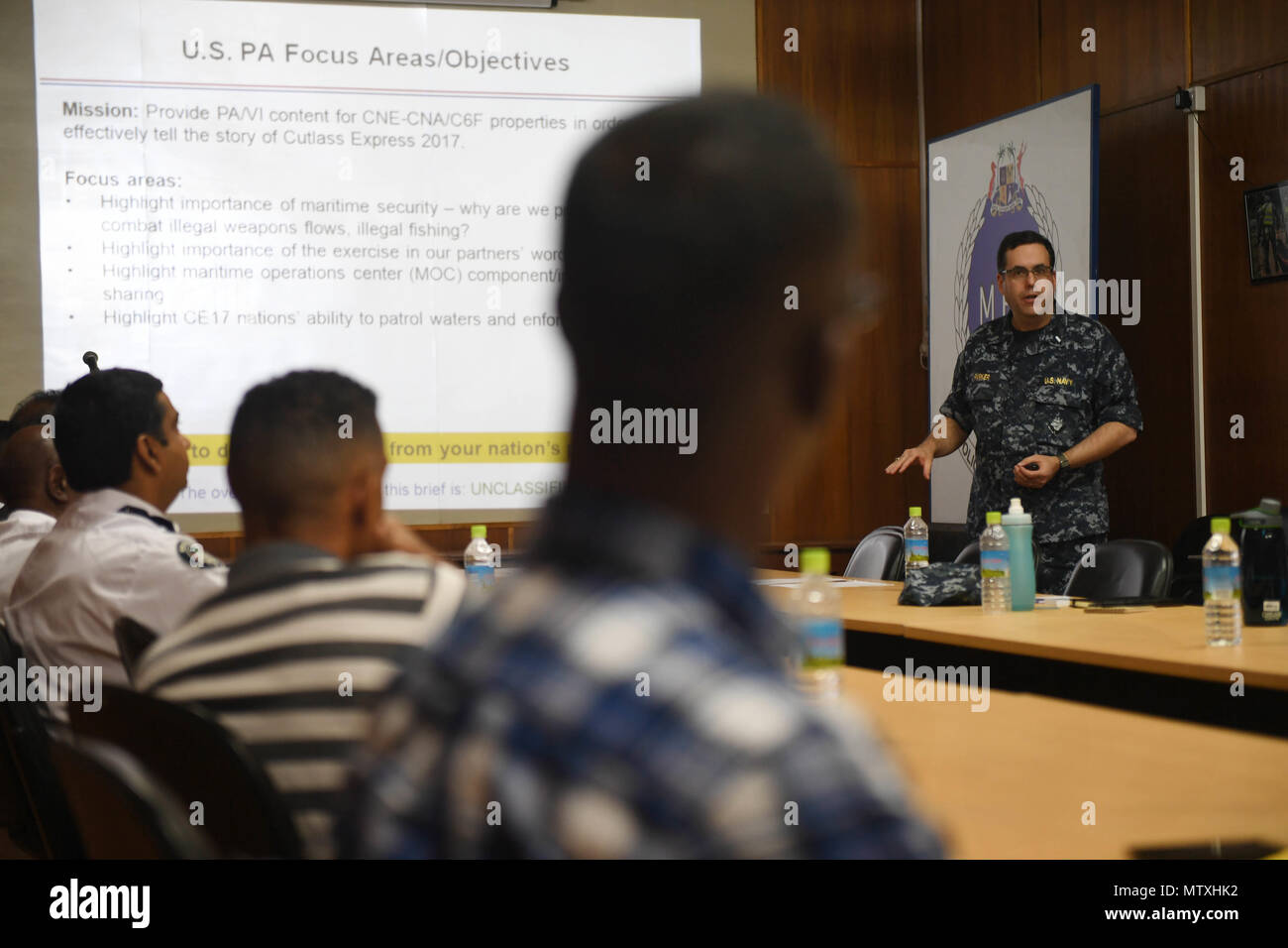 U.S. Navy Lt. j.g. Richard Parker conducts a public affairs workshop at ...