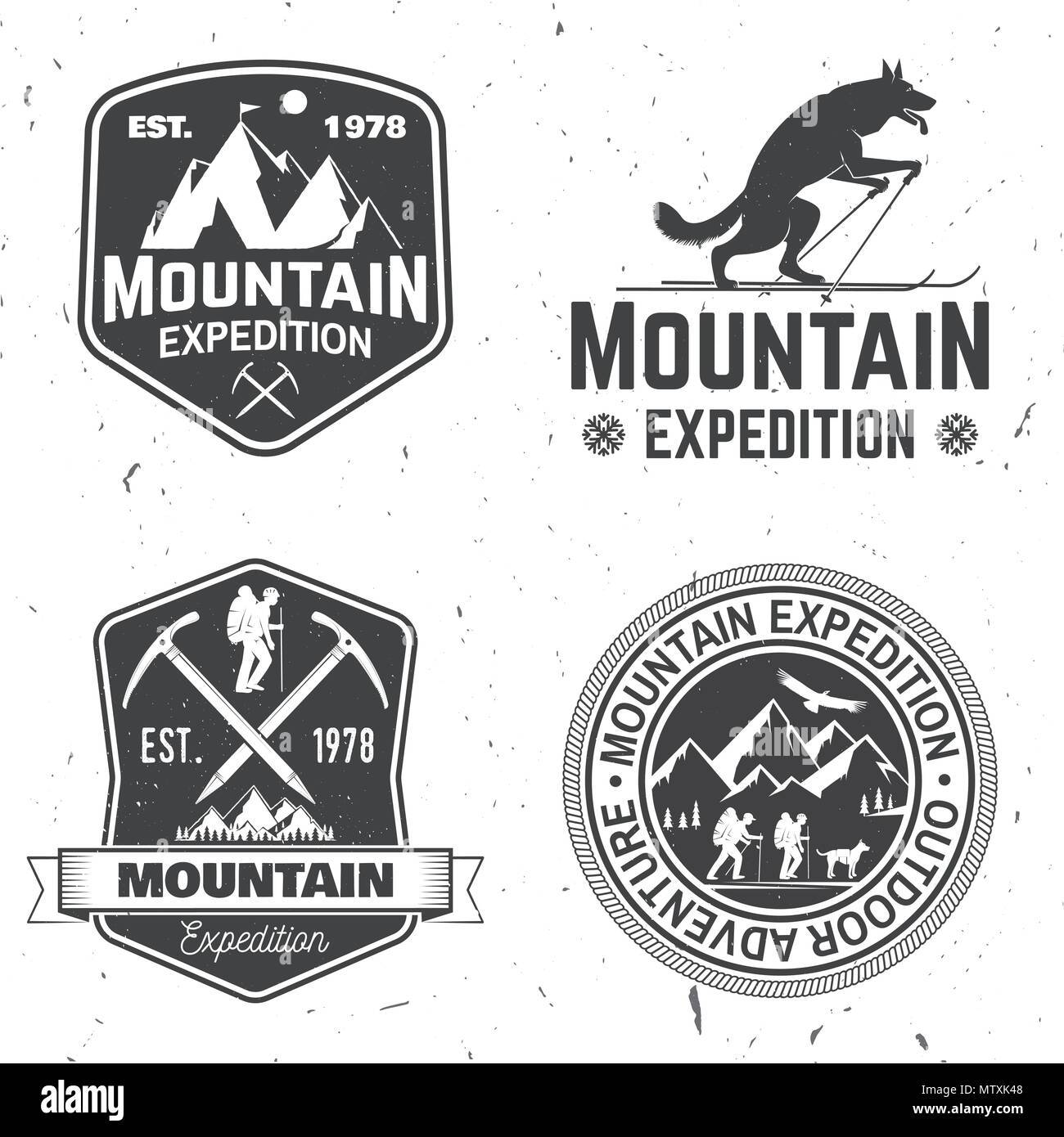 Set of mountain expedition badges. Vector illustration. Concept for ...