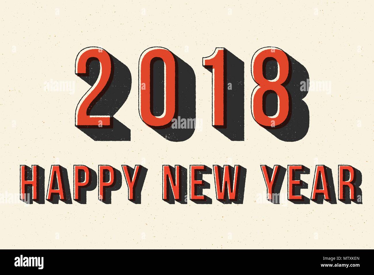 2018 Happy New Year retro typography poster. For greeting card ...