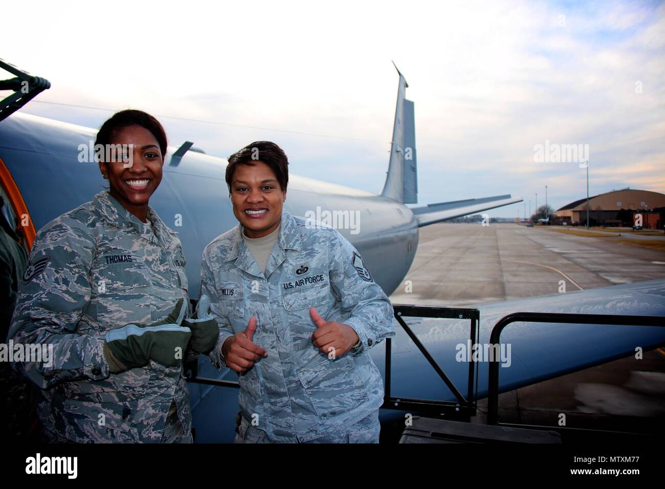 Staff Sgt. Anisa Thomas and Master Sgt. Kelly Willis are all thumbs up ...