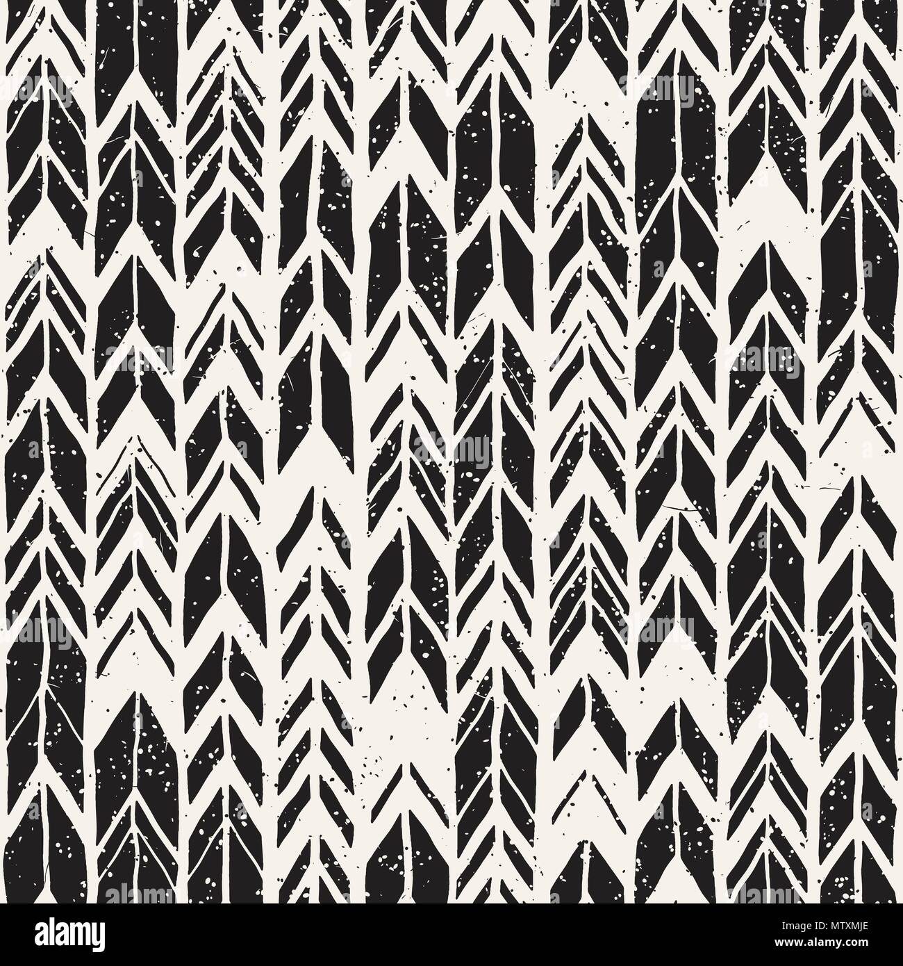 Vector seamless freehand pattern. Doodle monochrome print with hand ...
