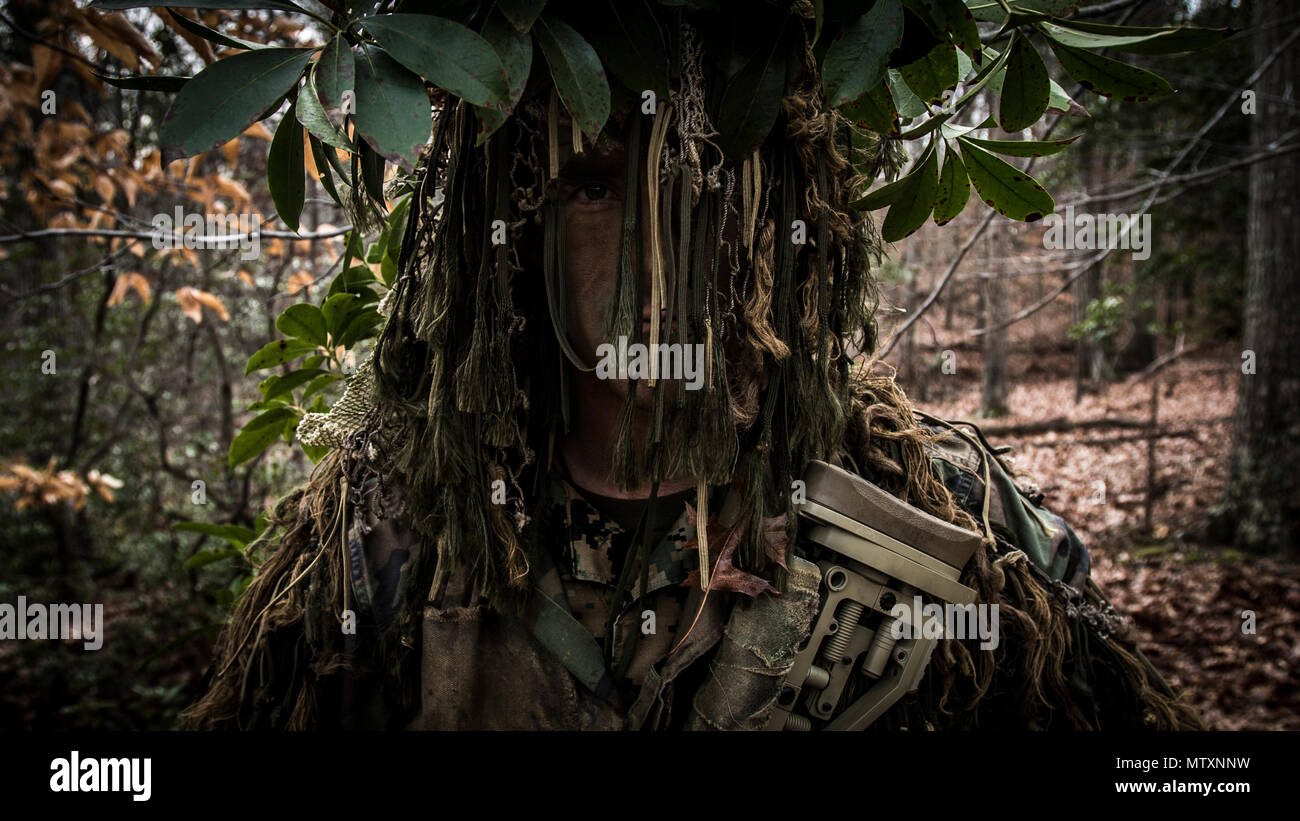 A U.S. Marine assigned to the Scout Sniper School, Weapons Training ...