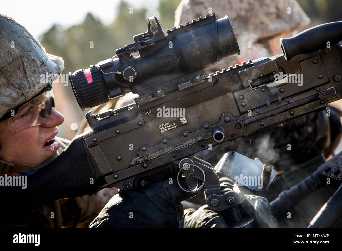 A U.S. Marine with Kilo Company, Marine Combat Training Battalion (MCT ...
