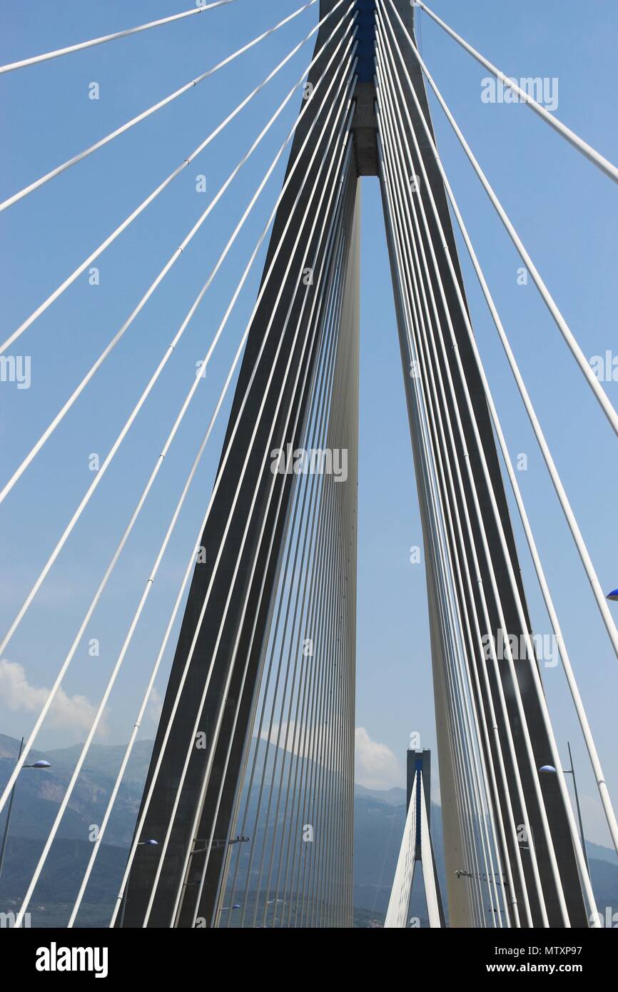 Under the world's third longest cable-stayed deck Charilaos Trikoupis ...