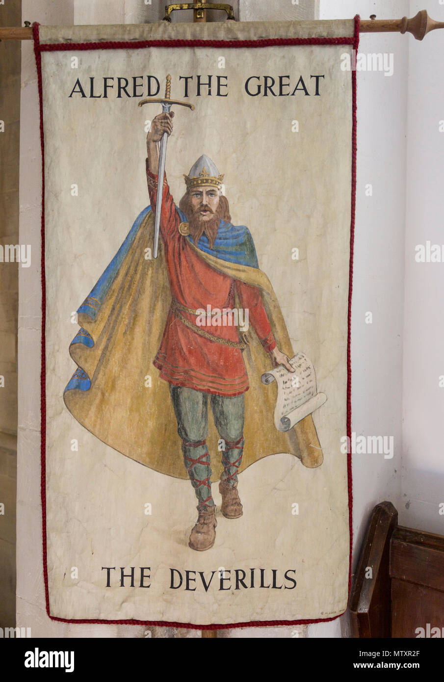 King Alfred the Great banner, Village parish church of Saint Mary ...
