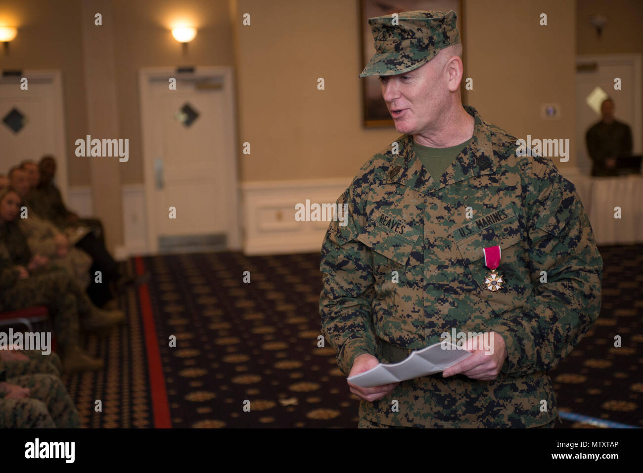U.S. Marine Corps Sgt. Maj. David M. Reaves, outgoing sergeant major ...