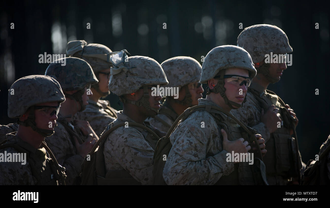 U.S. Marines assigned to Kilo Company, Marine Combat Training (MCT ...