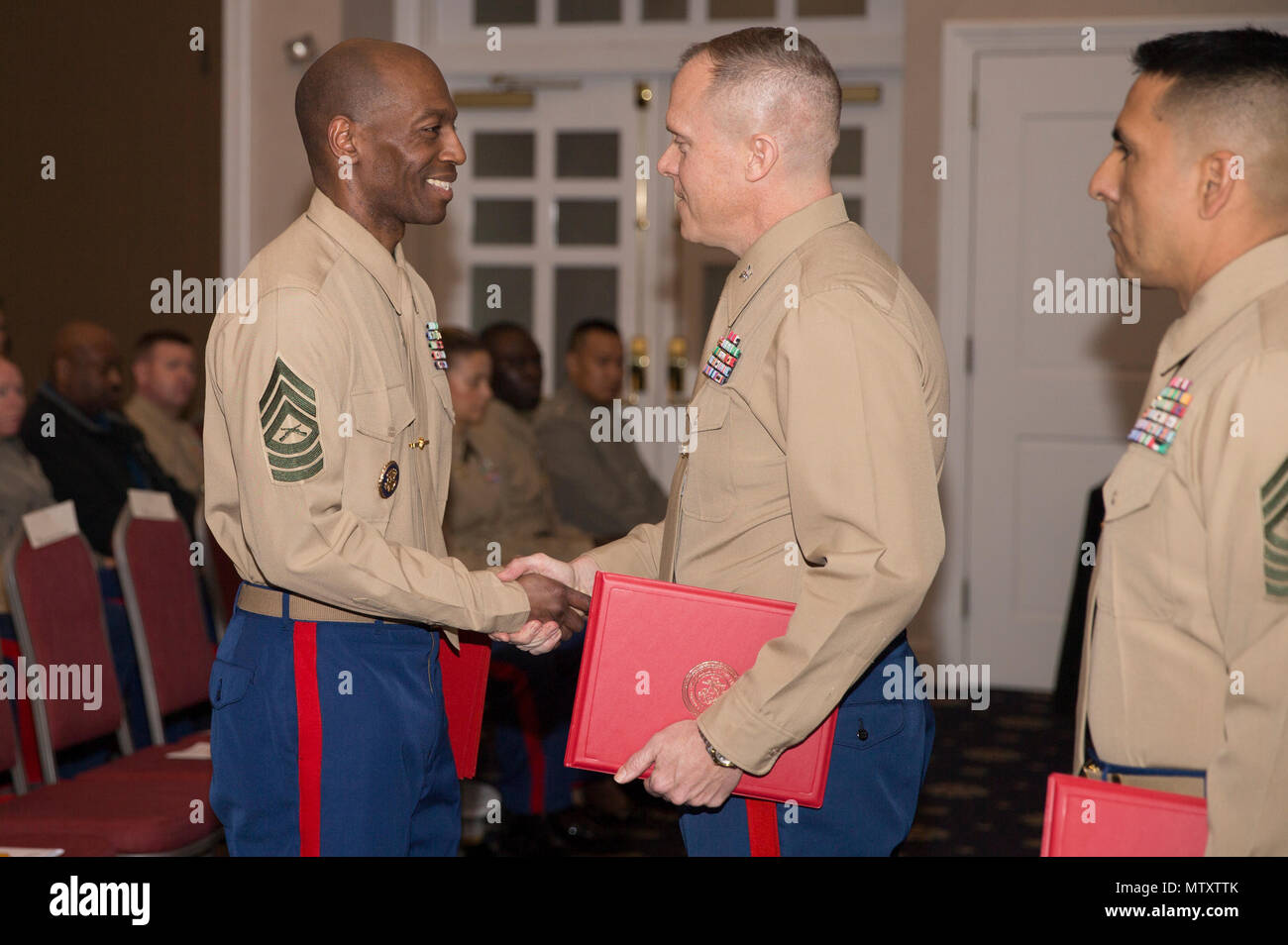 U.S. Marine Corps Master Sgt. Larry E. Copeland, adjutant chief, Marine Corps Embassy Security ...