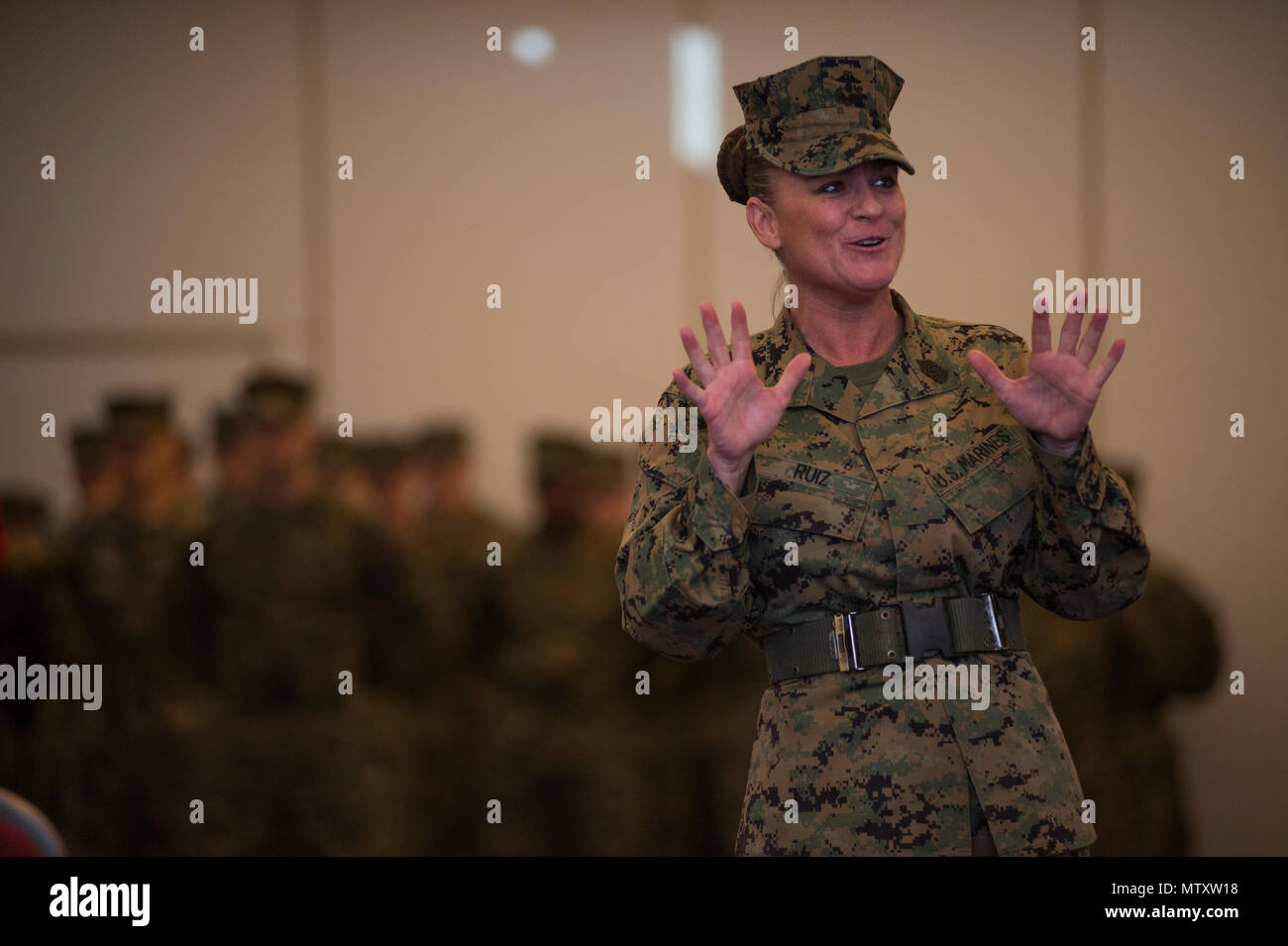 U.S. Marine Corps Sgt. Maj. Denise Ruiz, incoming sergeant major ...