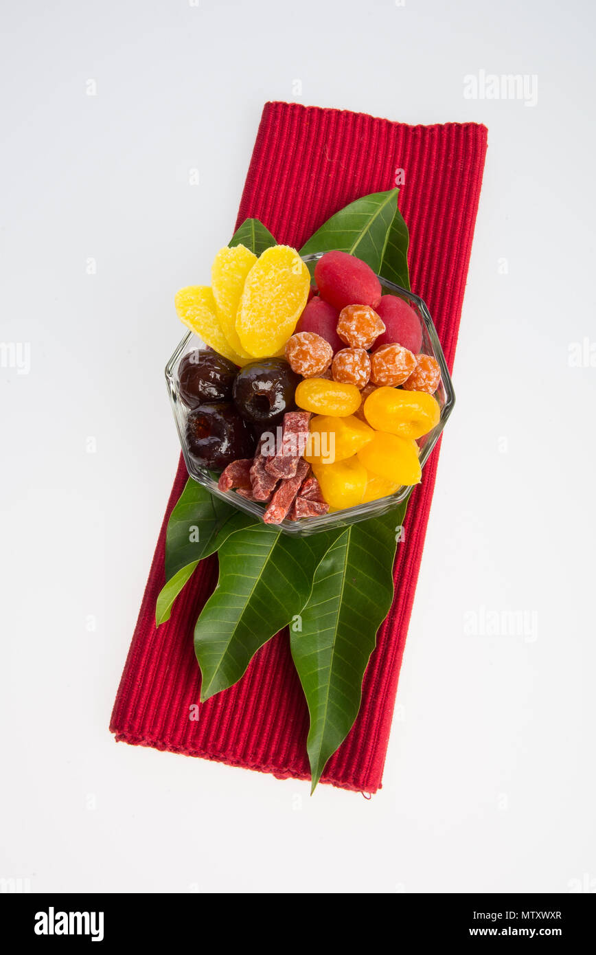 preserved fruits or mix preserved fruits on the background Stock Photo ...