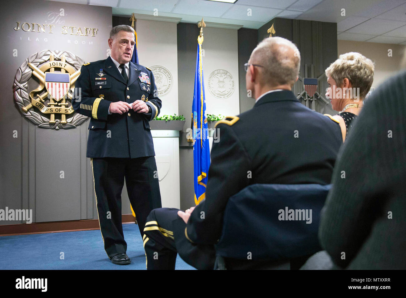 U.S. Army Chief of Staff, Gen. Mark A. Milley, addresses the family of ...