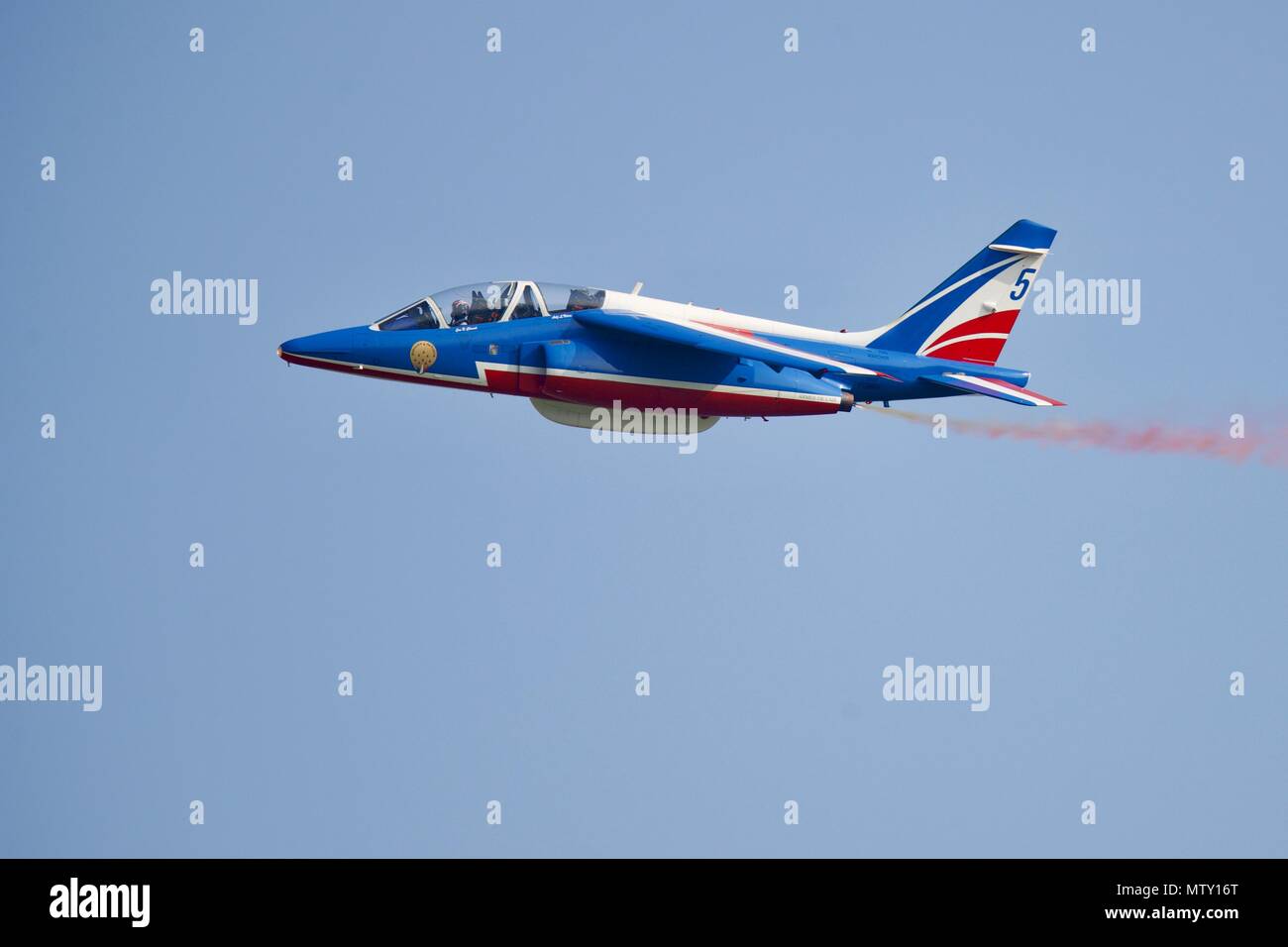A French Alpha jet of the Patrouille de France display team at the ...