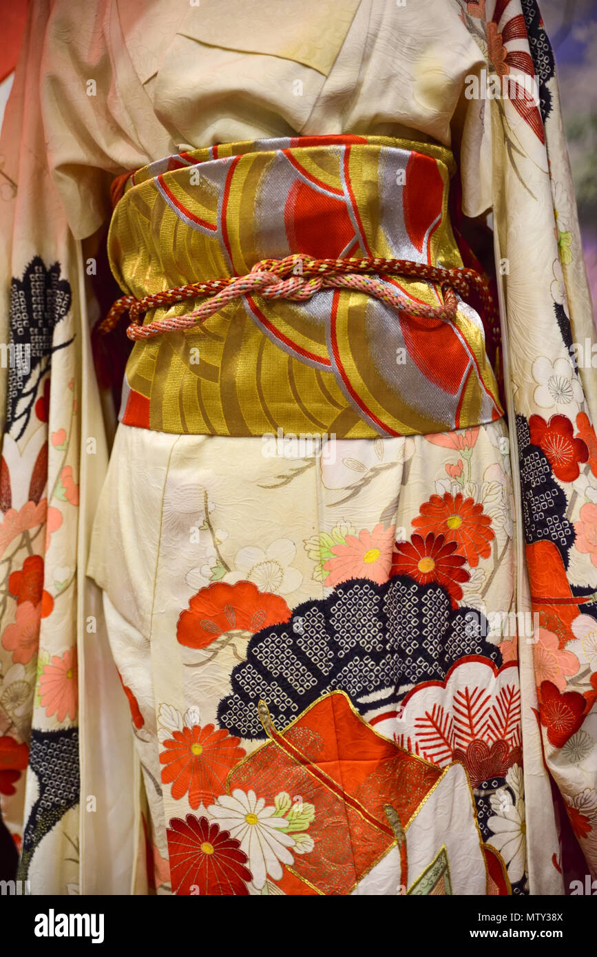 Kimono. Traditional Japanese dress for women with colorful decorations ...