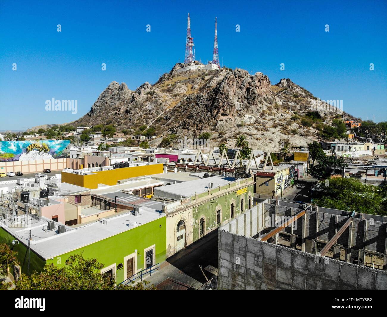 Vista aérea de la colonia Centro o centro histórico de Hermosillo ...