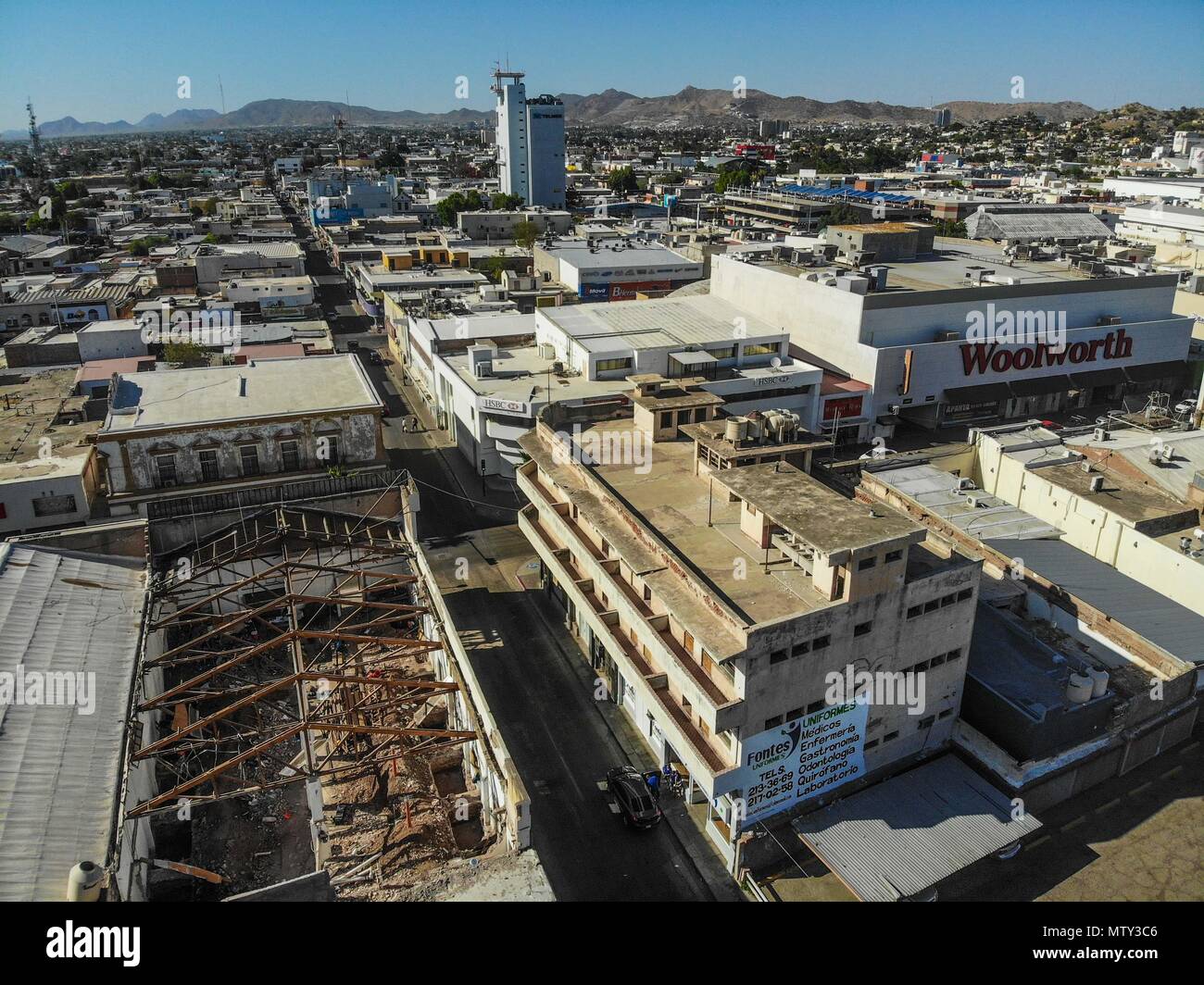 Vista aérea de la colonia Centro o centro histórico de Hermosillo ...