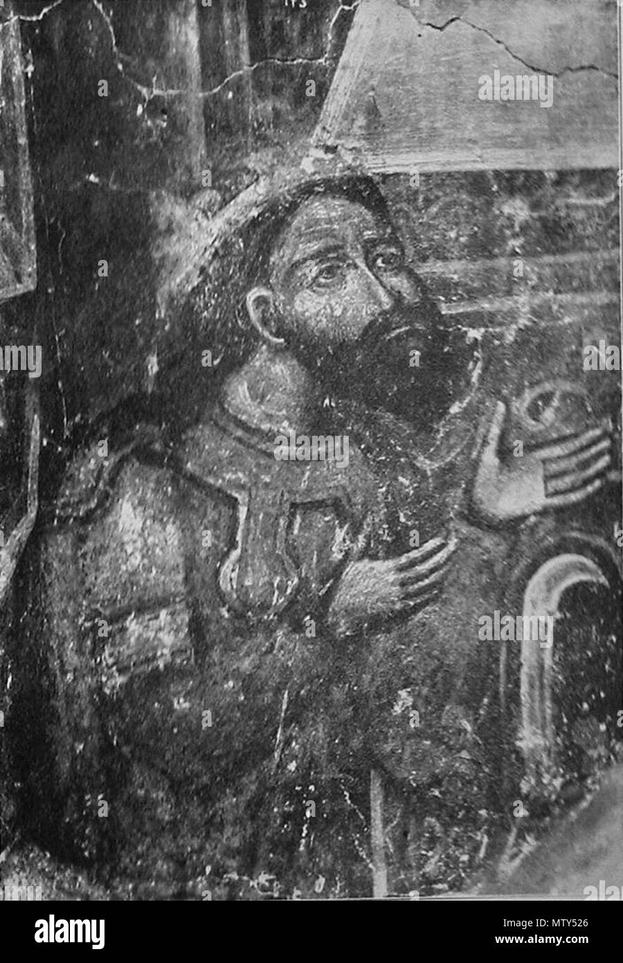 . English: Basarab I after the contemporary fresco from Biserica ...