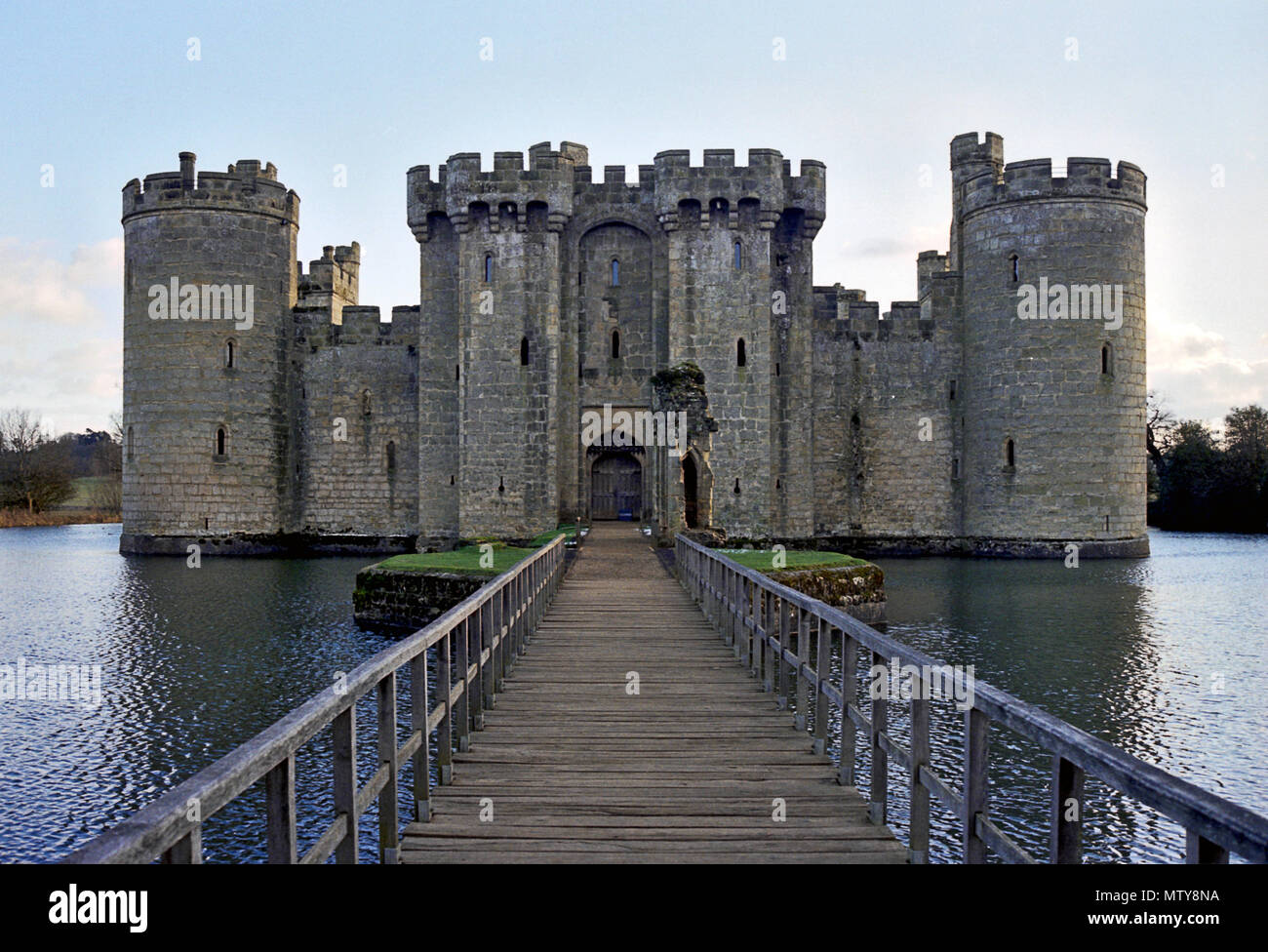 Bodiam castle, a 14th-century moated castle near Robertsbridge in East ...