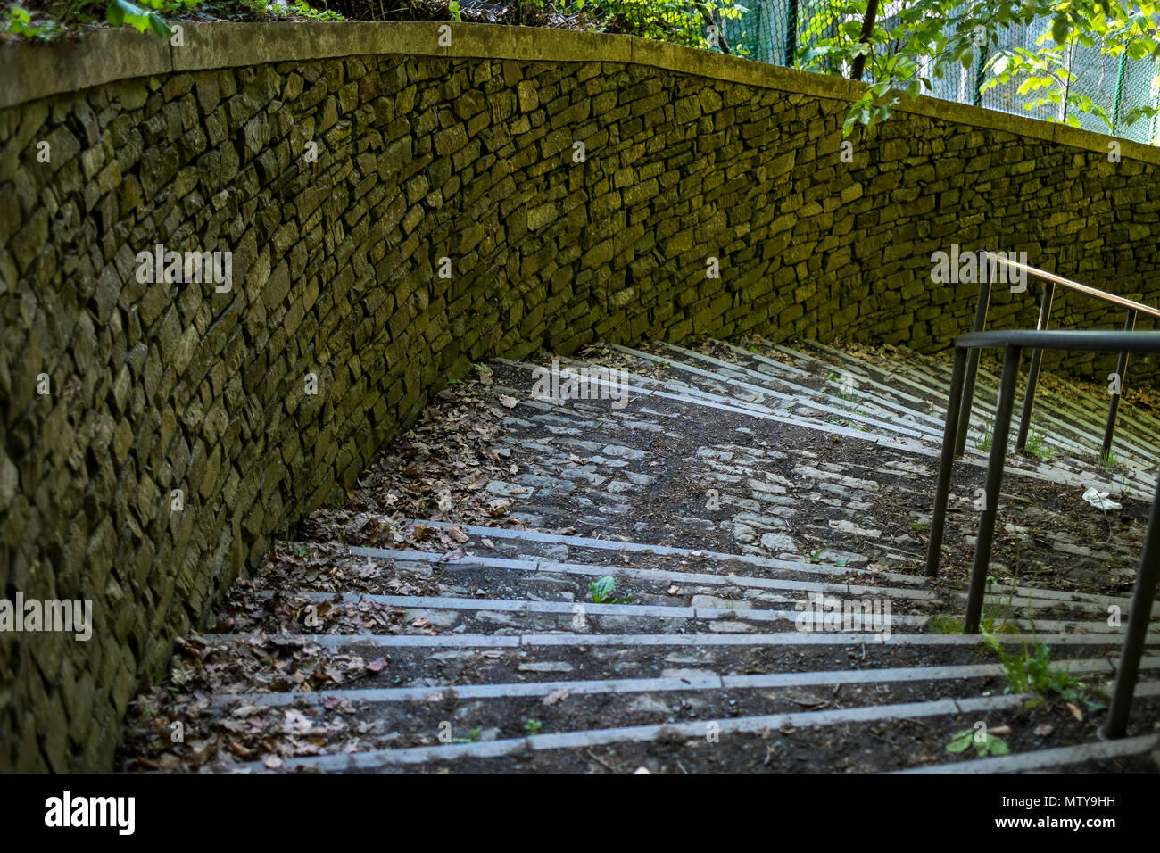 Steps on the side of the hill overlooking the town of Spa in Belgium ...