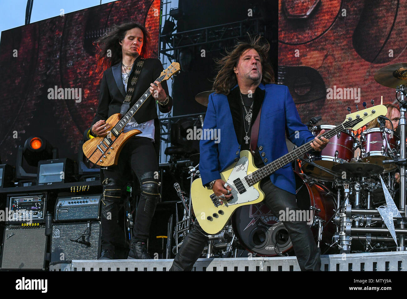 Irvine, CA, USA. 31st May, 2018. Dave Rude and Brian Wheat with Tesla ...