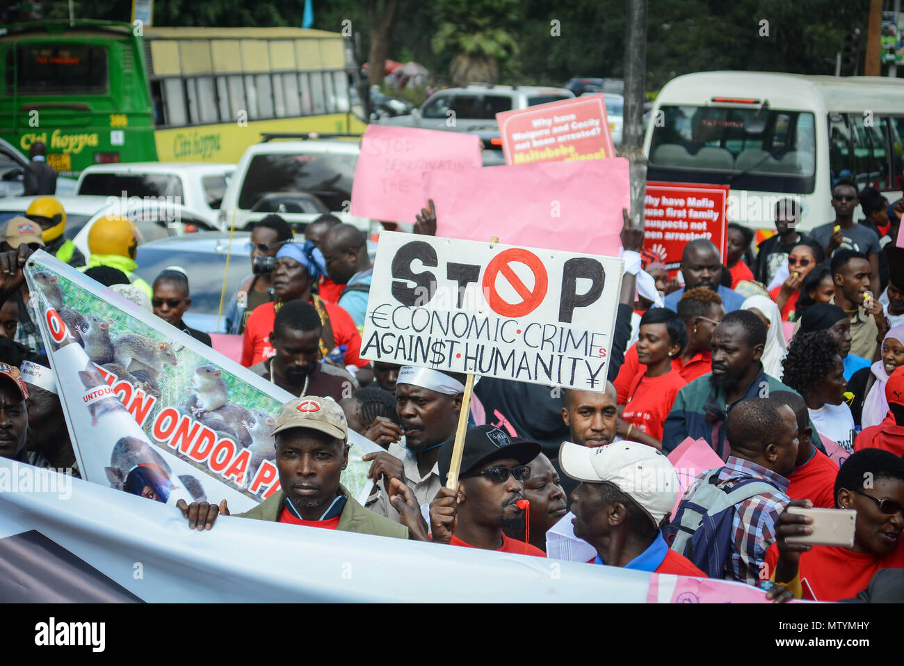 Nairobi, Kenya. 31st May, 2018. Kenyans seen protesting in the streets ...