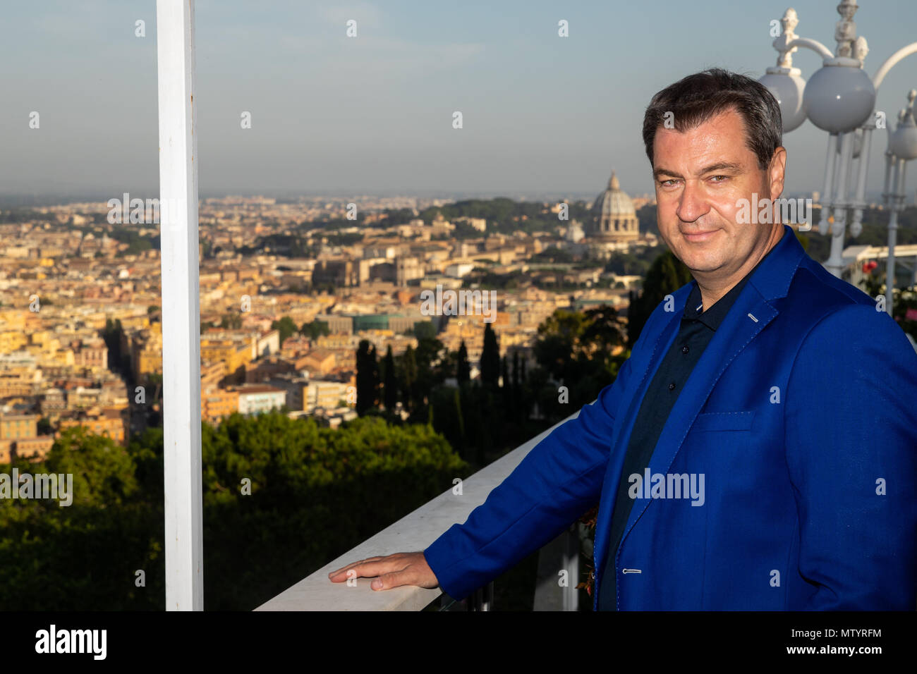 31 May 2018, Rome: Markus Soeder (CSU), premier of Bavaria, with Rome ...
