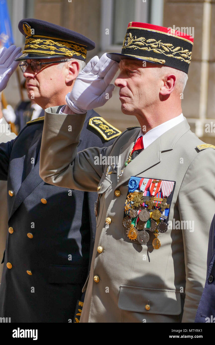 Lyon, France, 31st May 2018: General of Army Francois Lecointre (right ...