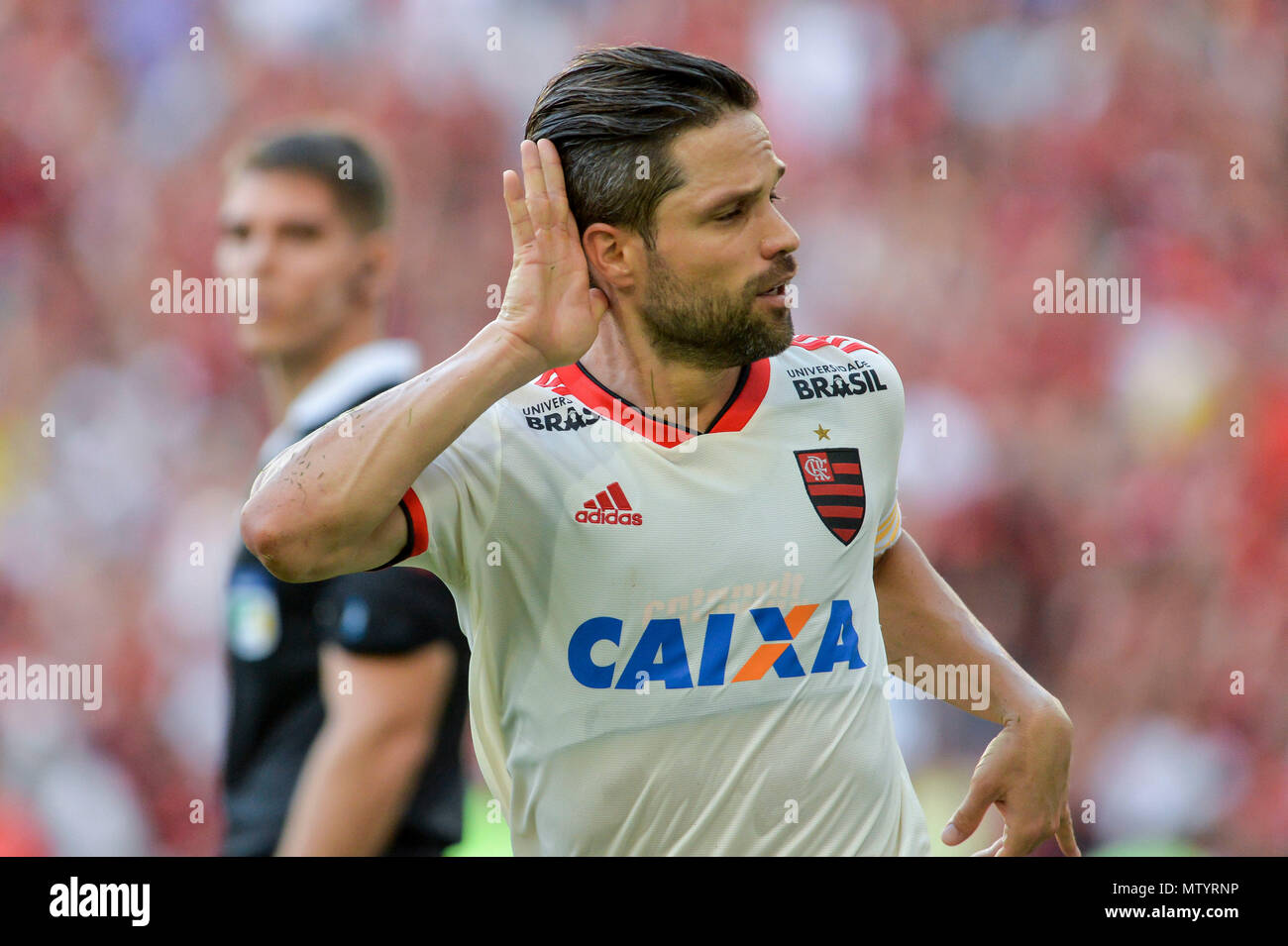 Rio De Janeiro, Brazil. 31st May, 2018. Diego celebrates goal during ...