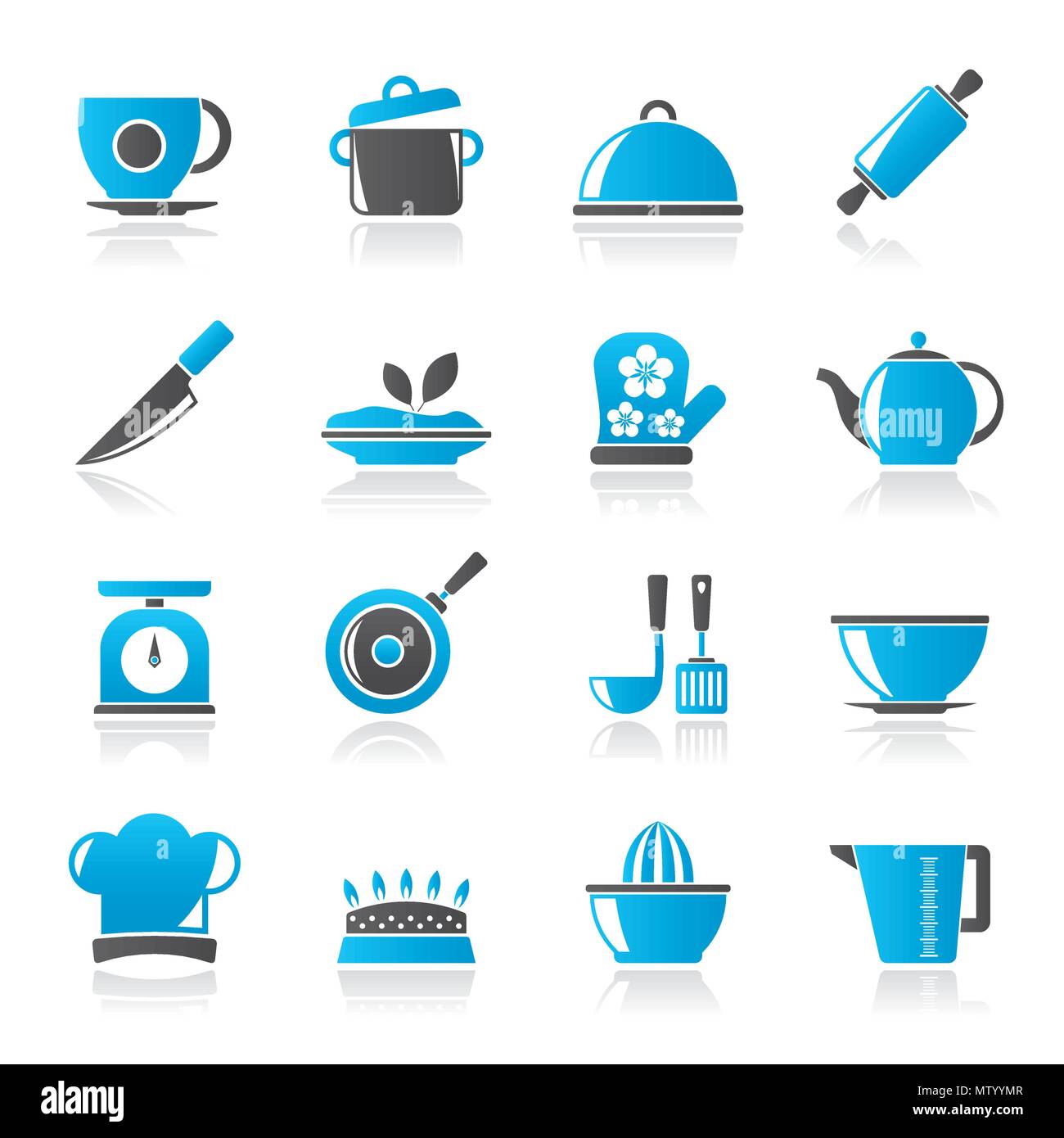 Restaurant and kitchen items icons - vector icon set, Created For Print ...