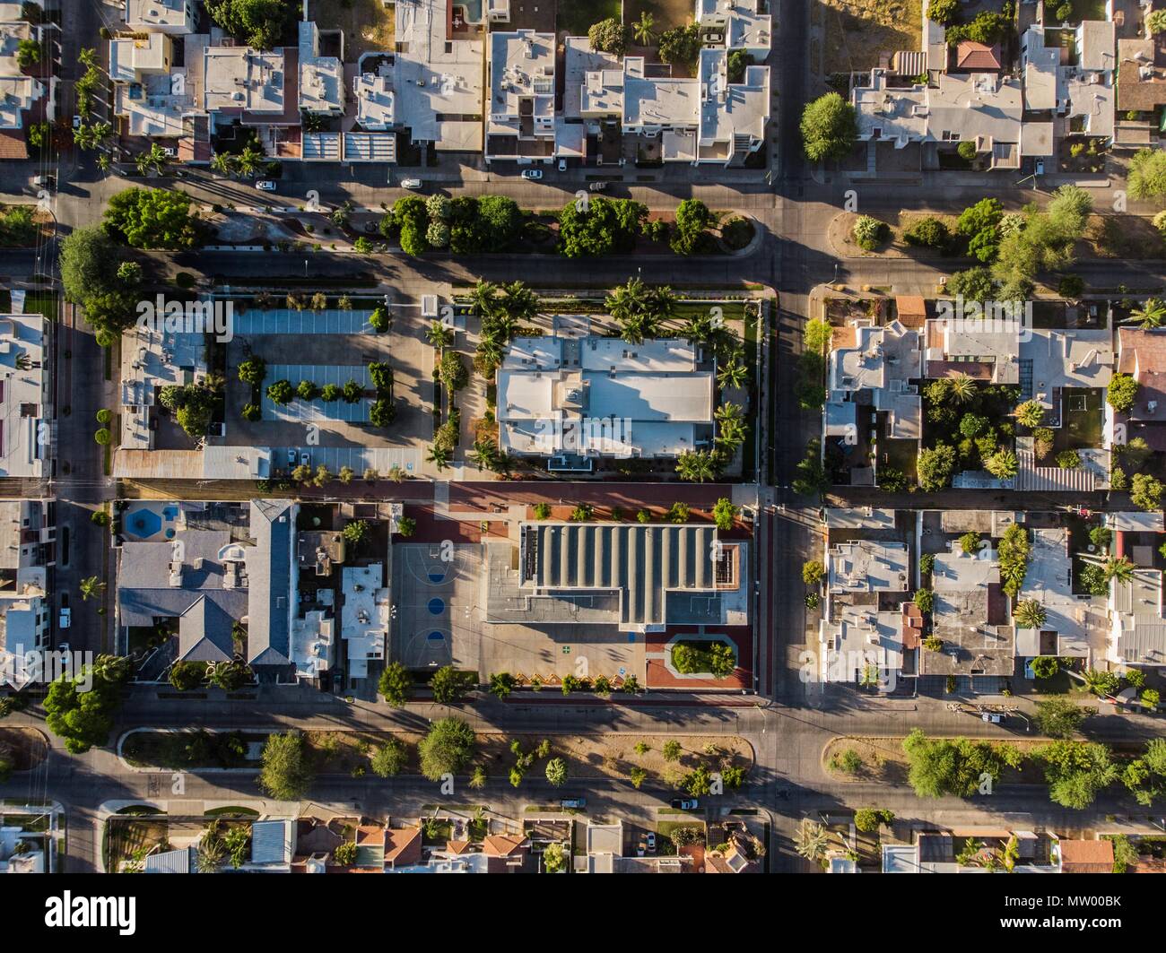 Aerial view of the tower building of Hermosillo, Kino Boulevard and the ...