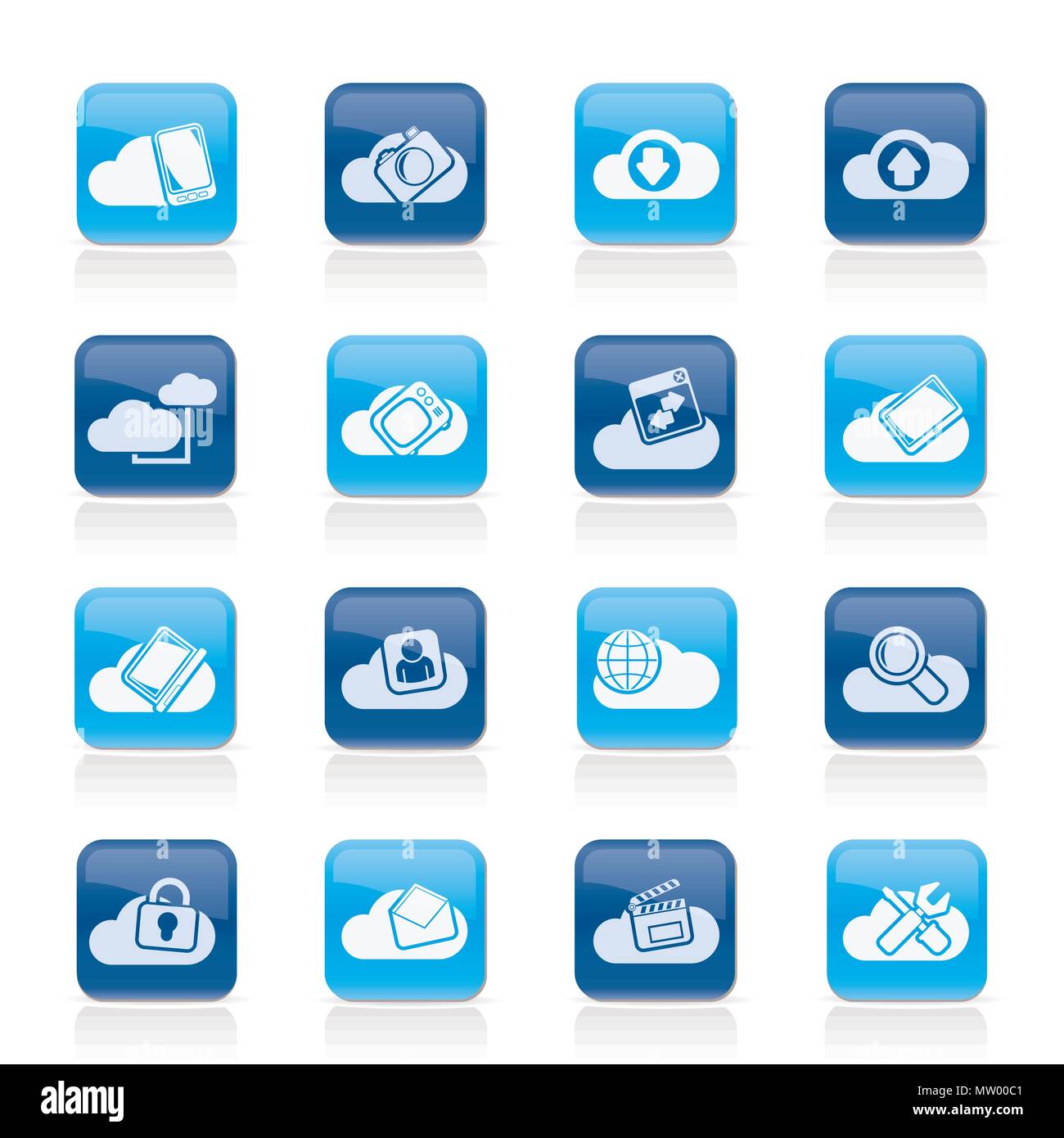 Cloud services and objects icons - vector icon set Stock Vector Image ...