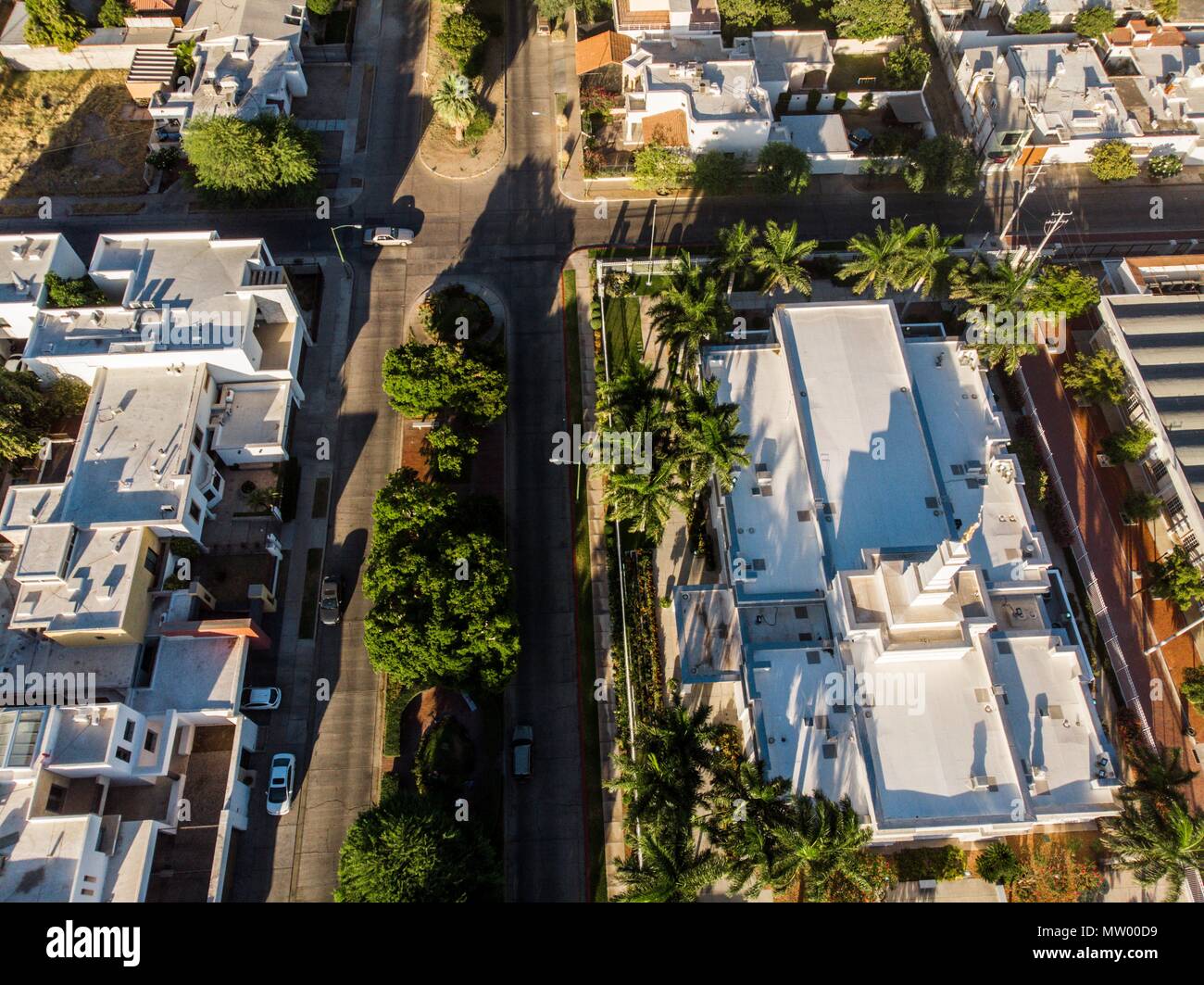 Aerial view of the tower building of Hermosillo, Kino Boulevard and the ...