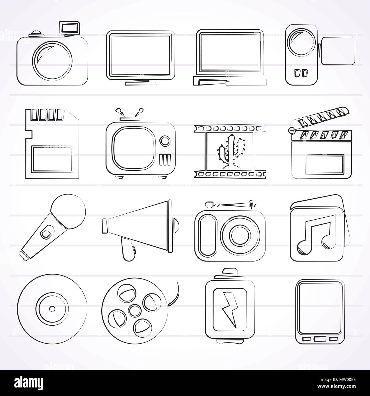 Multimedia and technology Icons - vector icon set Stock Vector Image ...