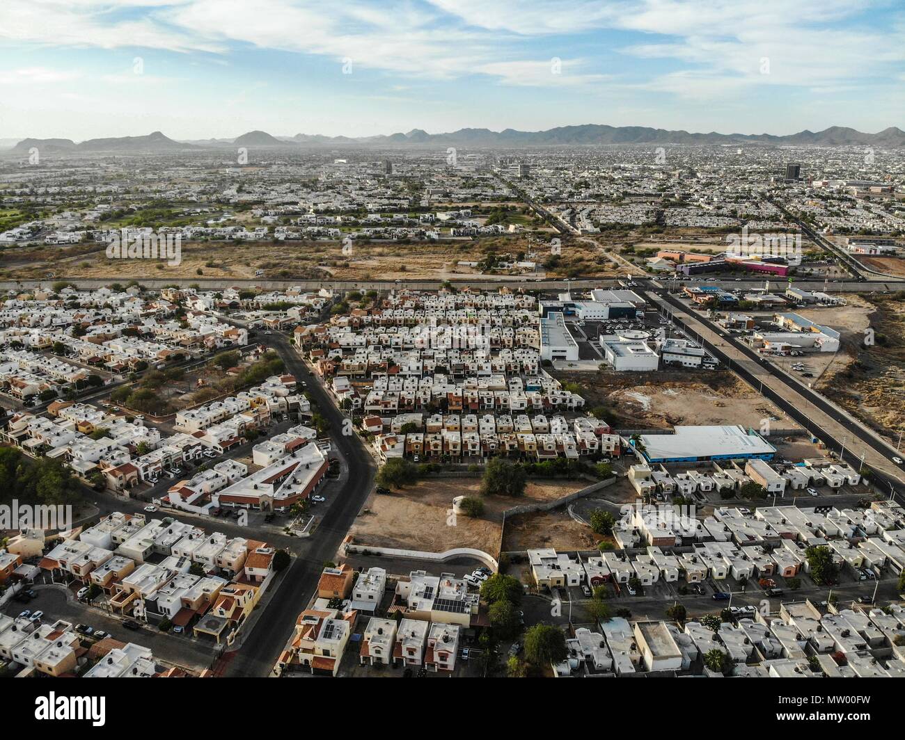 Vista aérea de la colonia la verbena, Verbena, poniente de Hermosillo ...