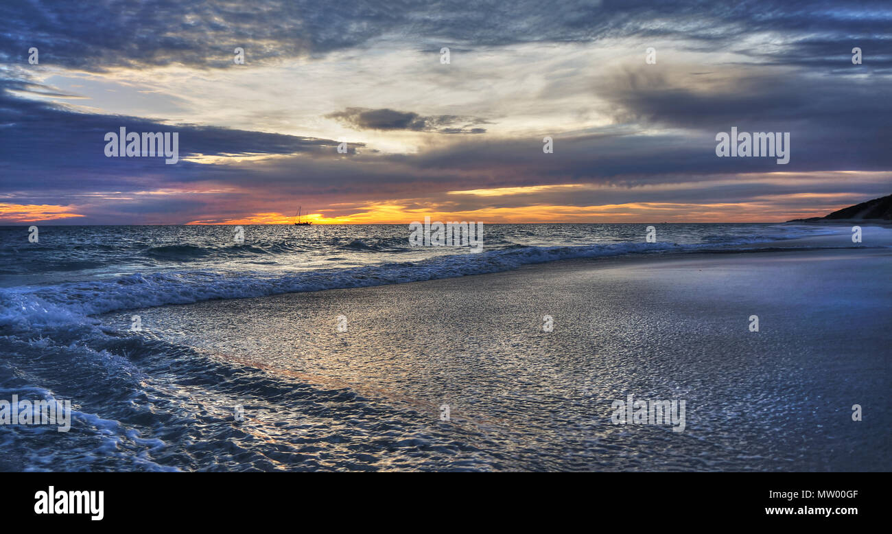 Beach landscape at sunset, Perth, Western Australia, Australia Stock ...