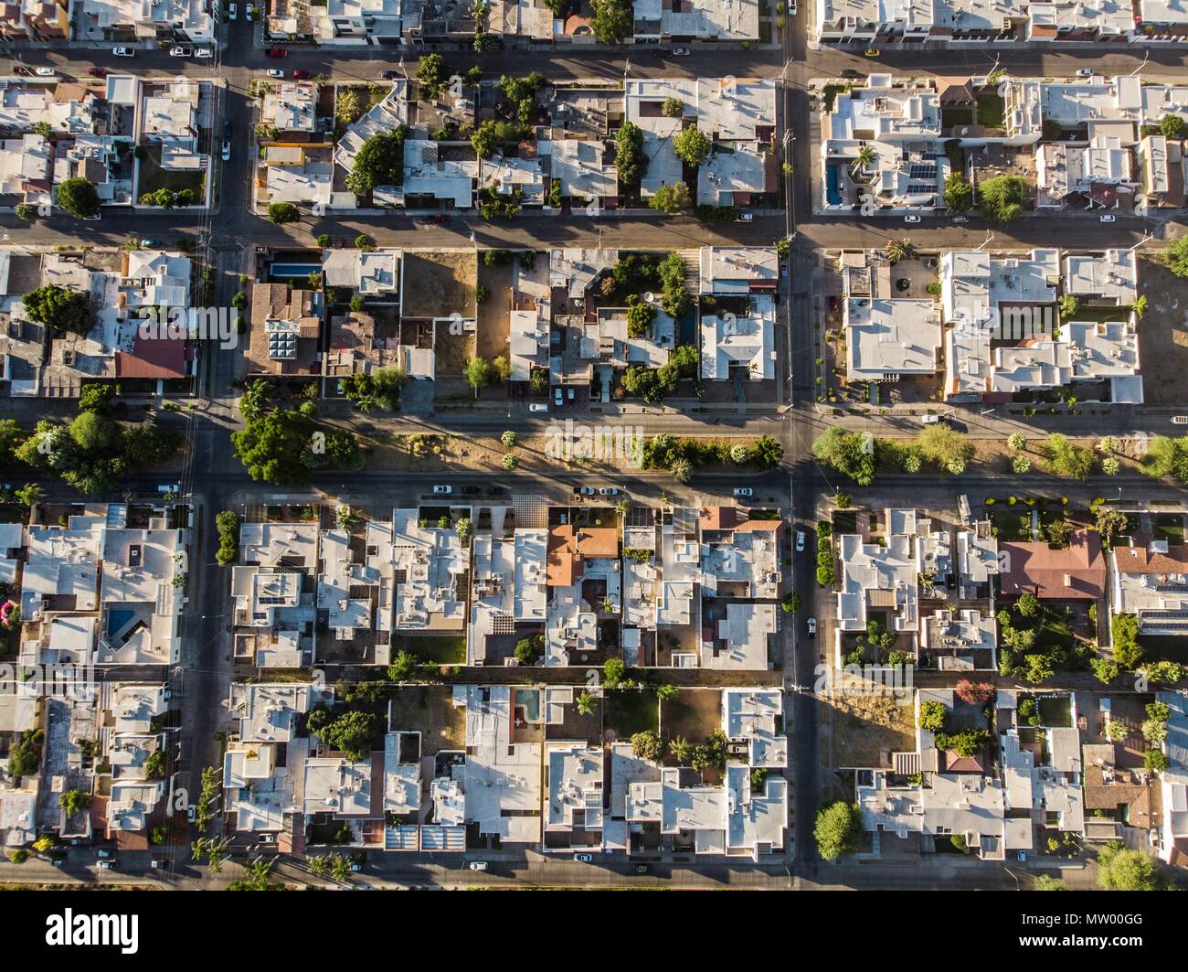 Aerial view of the tower building of Hermosillo, Kino Boulevard and the ...