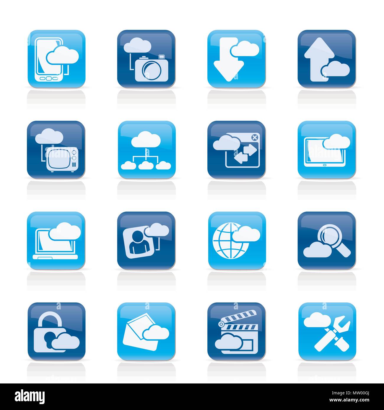 Cloud services and objects icons - vector icon set Stock Vector Image ...