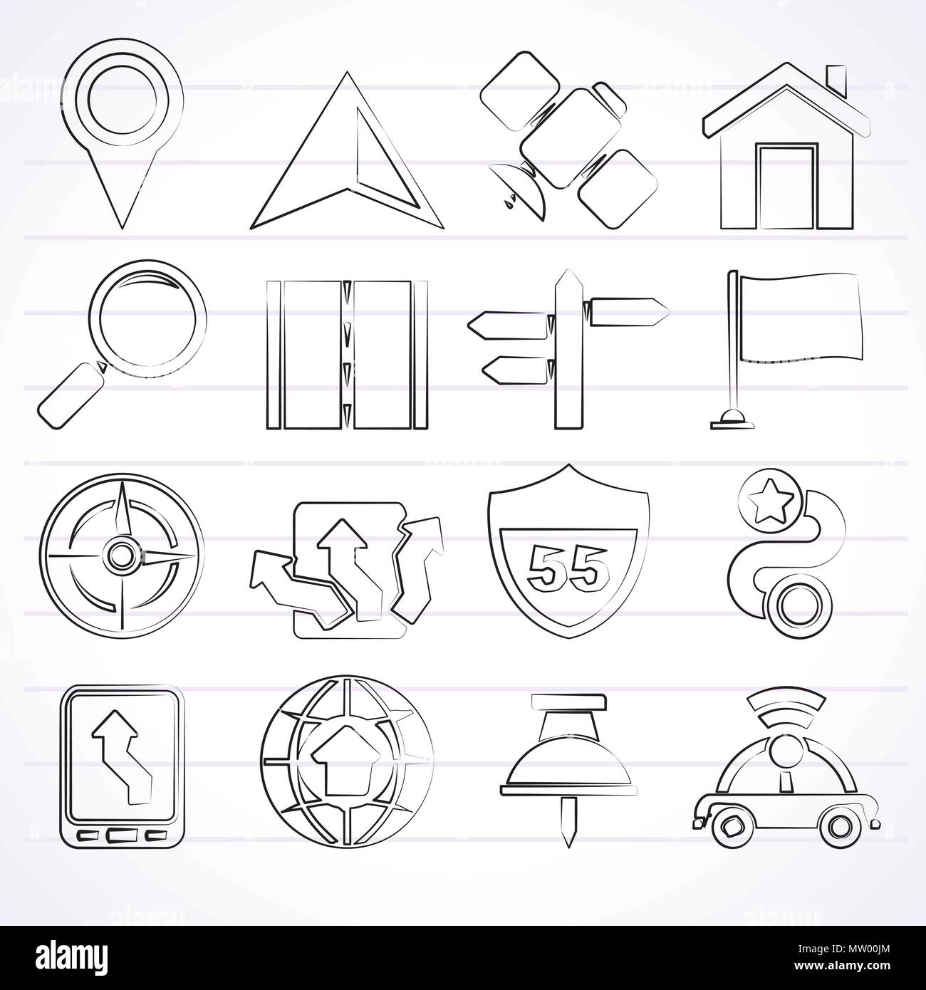 Gps, navigation and road icons - vector icon set Stock Vector Image ...