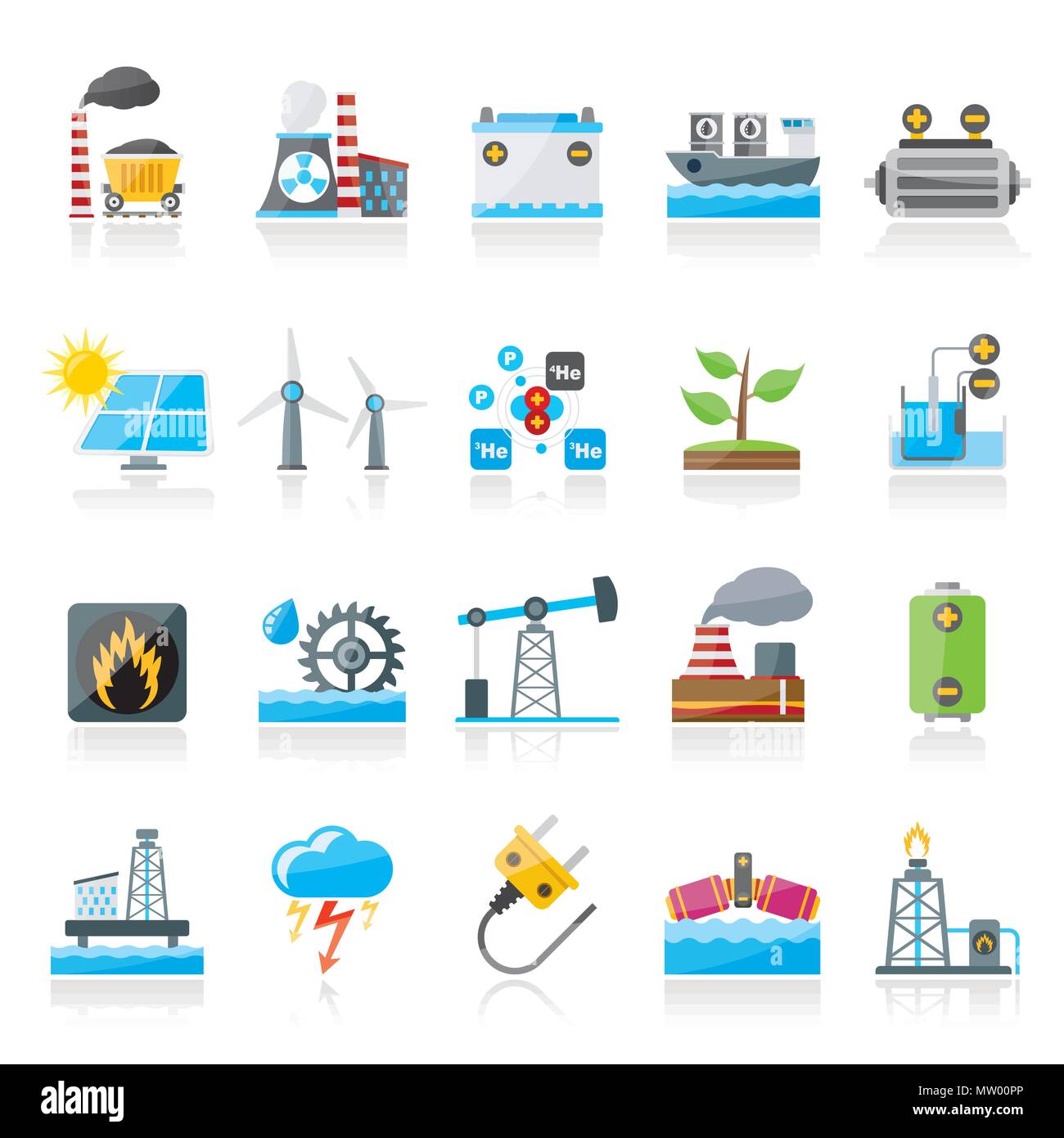 Electricity and Energy source icons - vector icon set Stock Vector ...